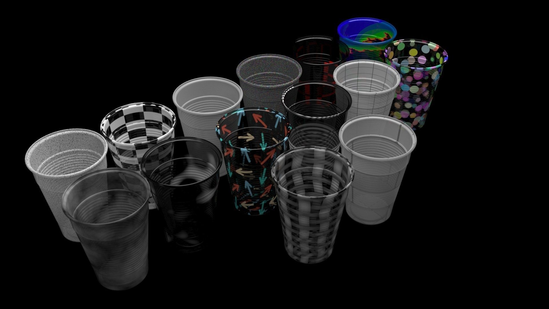 Plastic Cups Set With Textures 3D model | CGTrader