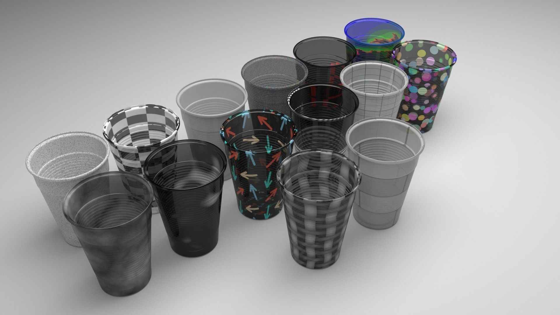 Plastic Cups Set With Textures 3D model | CGTrader