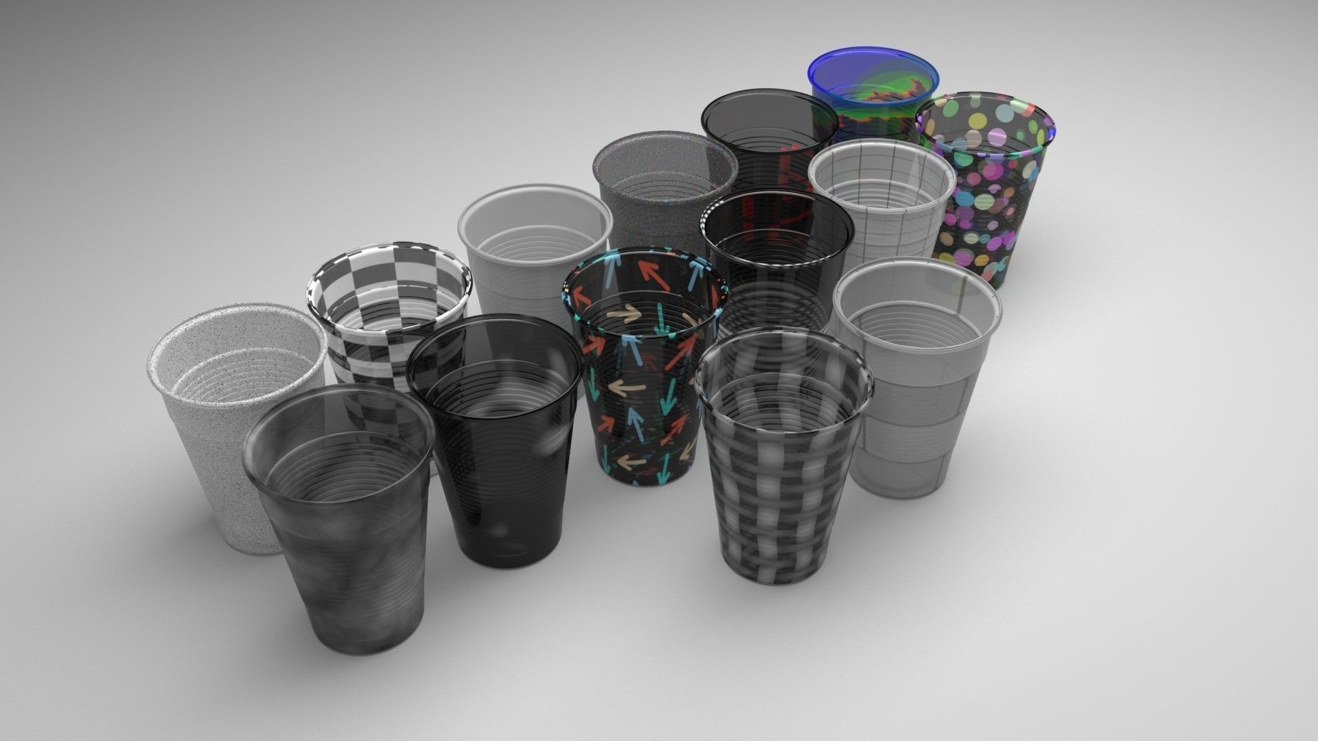 Plastic Cups Set With Textures 3D model | CGTrader