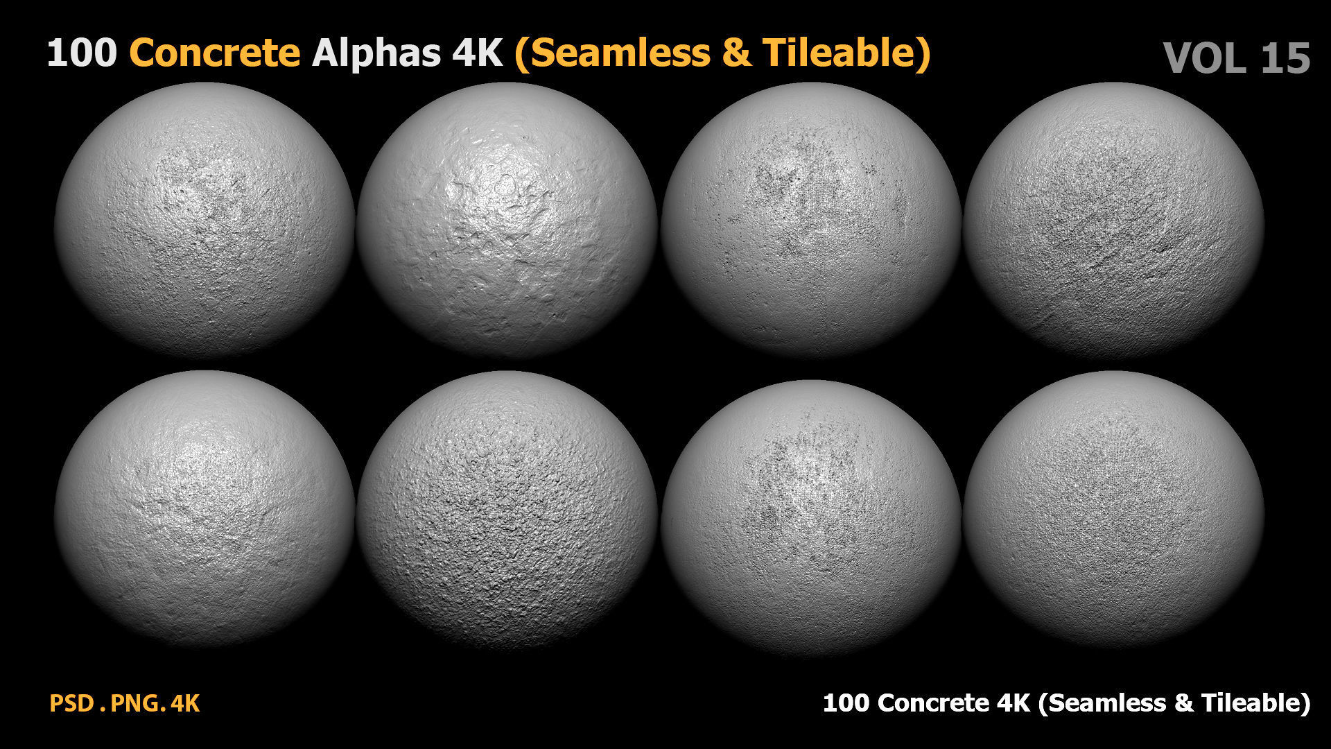 100 Concrete Alphas 4K Seamless Tileable vol 15 Texture | CGTrader