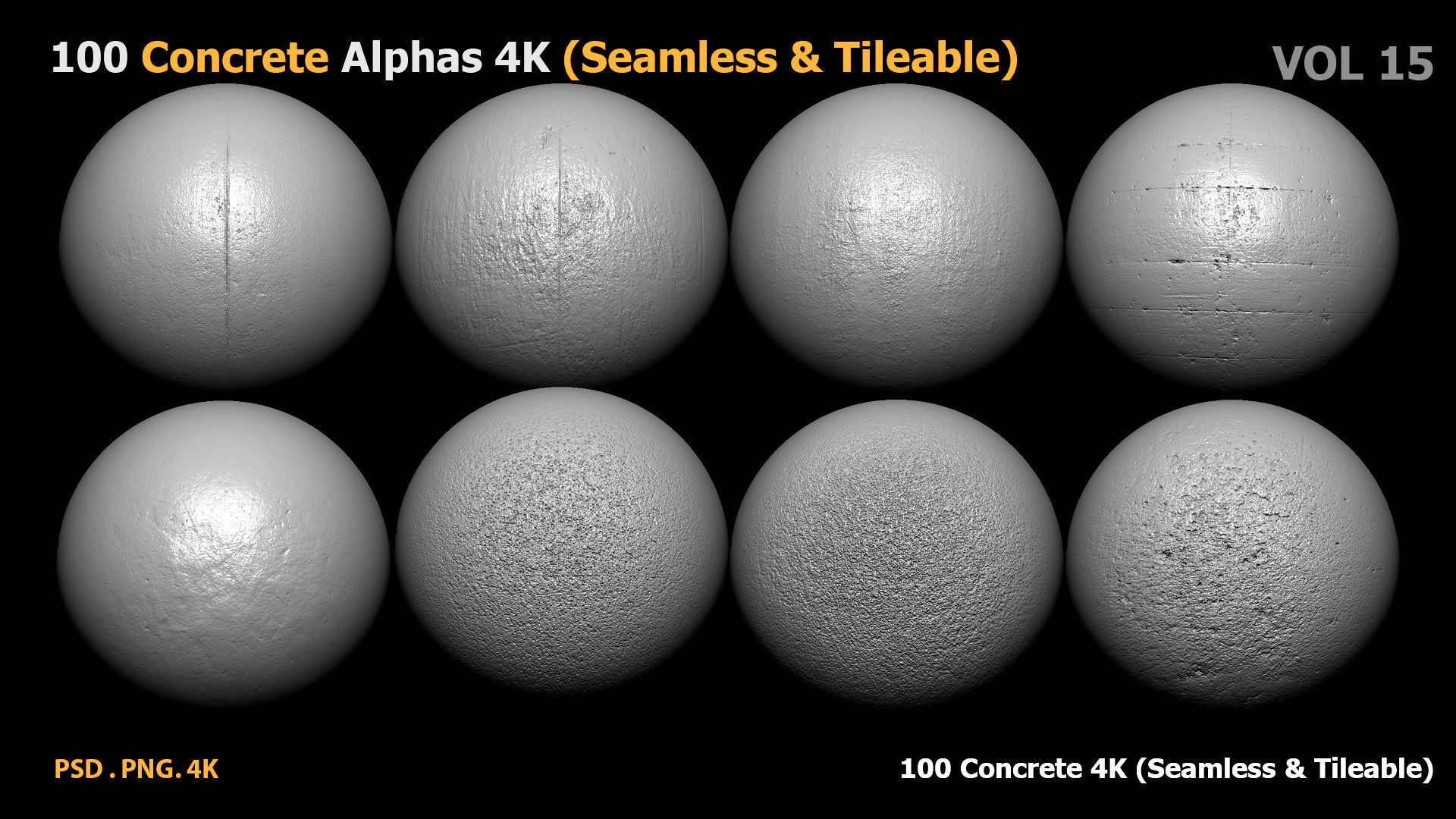 100 Concrete Alphas 4K Seamless Tileable vol 15 Texture | CGTrader