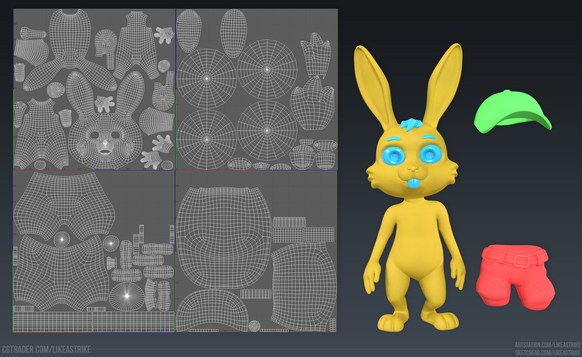 3D model Bunny Modular Rigged Animated VR / AR / low-poly | CGTrader