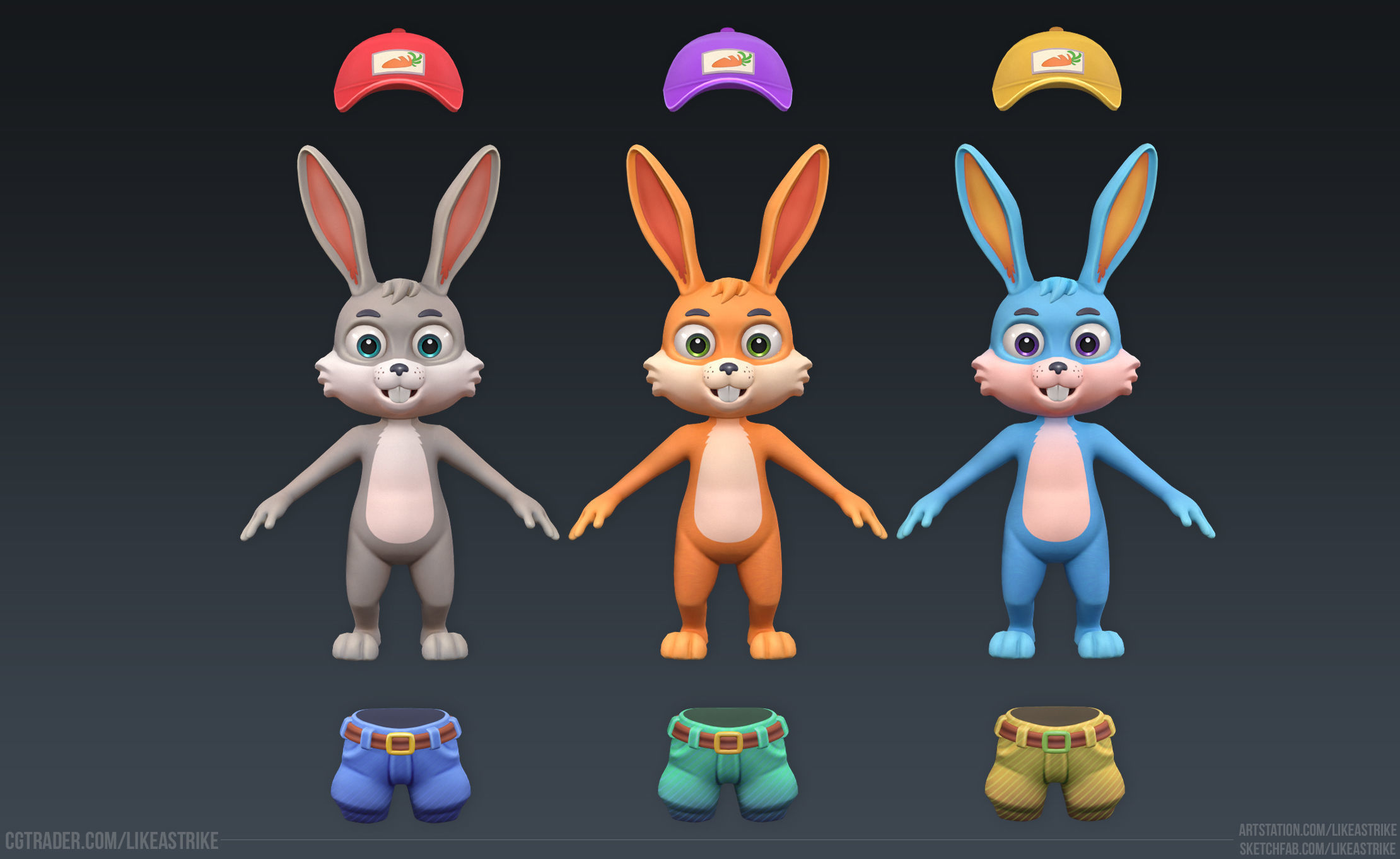 3D model Bunny Modular Rigged Animated VR / AR / low-poly | CGTrader