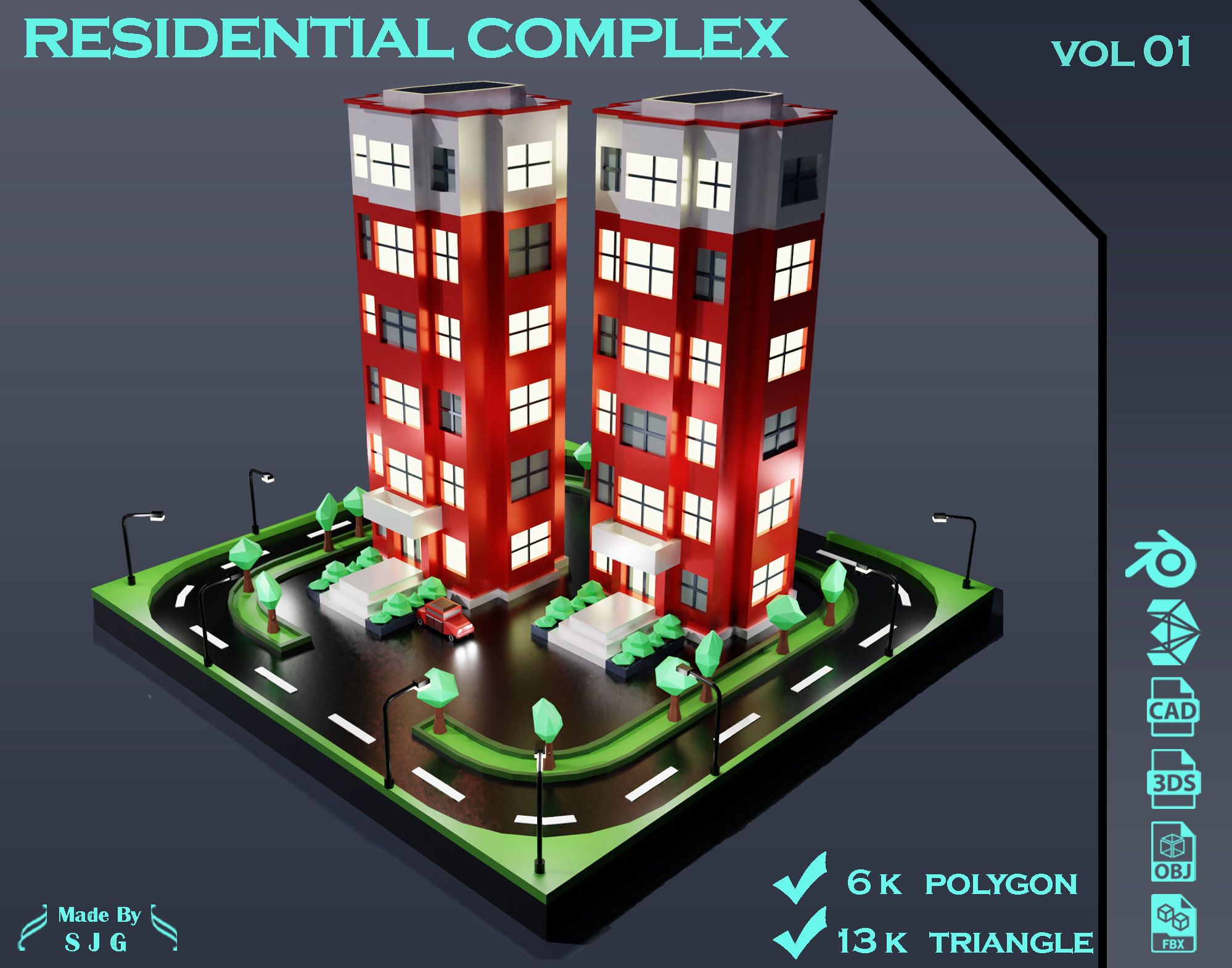 3D model residential complex VR / AR / low-poly | CGTrader