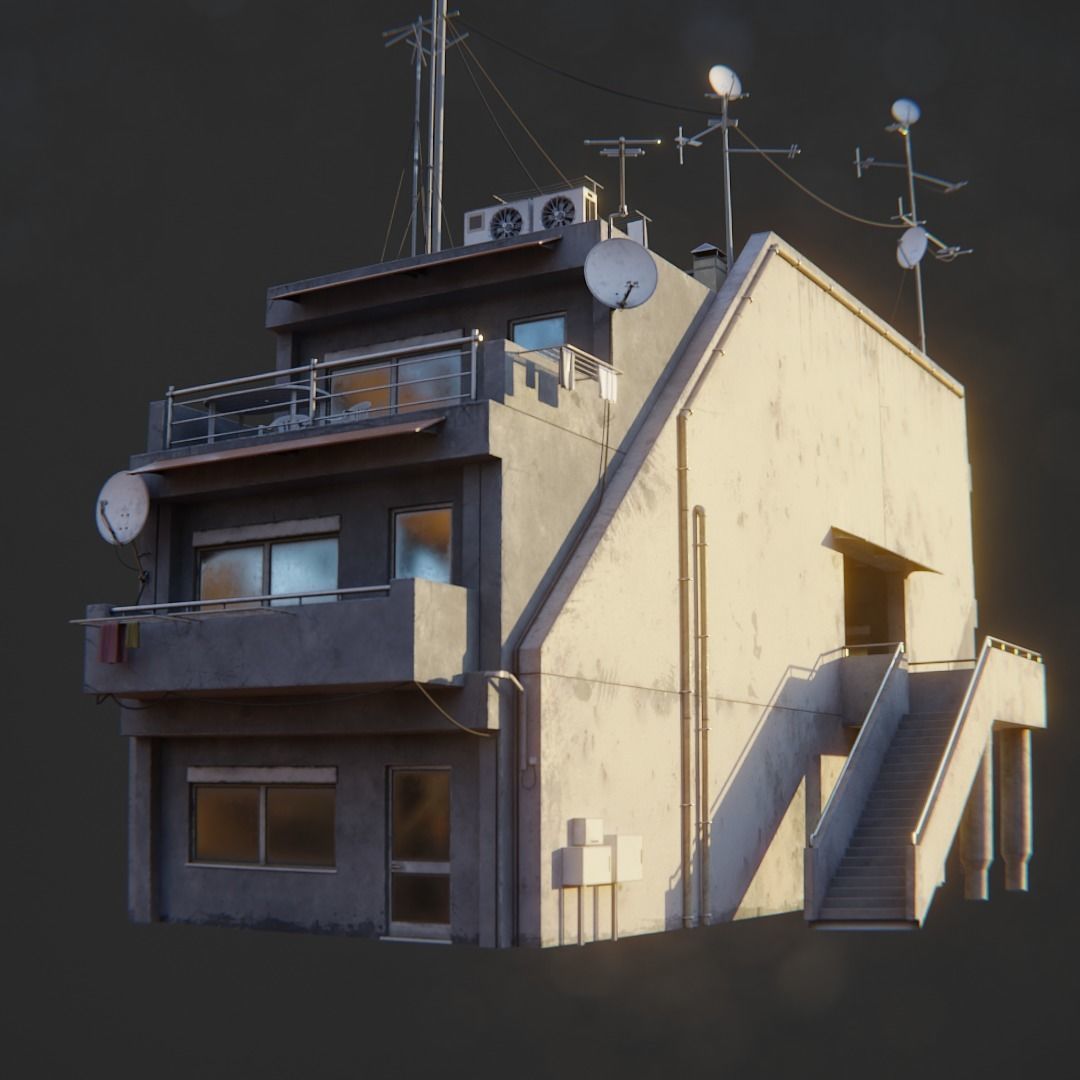 3D model Dystopian Cyberpunk Suburb City VR / AR / low-poly | CGTrader