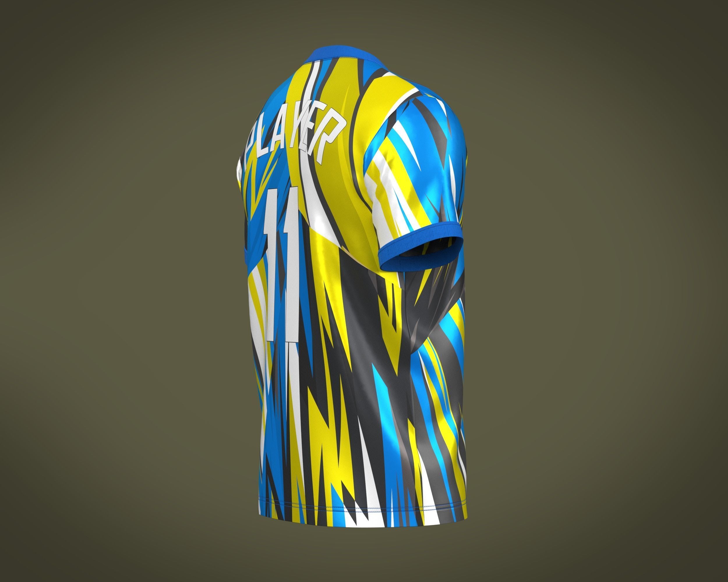 Soccer Football Mustard Yellow With Blue Jersey Player-11 3D model ...