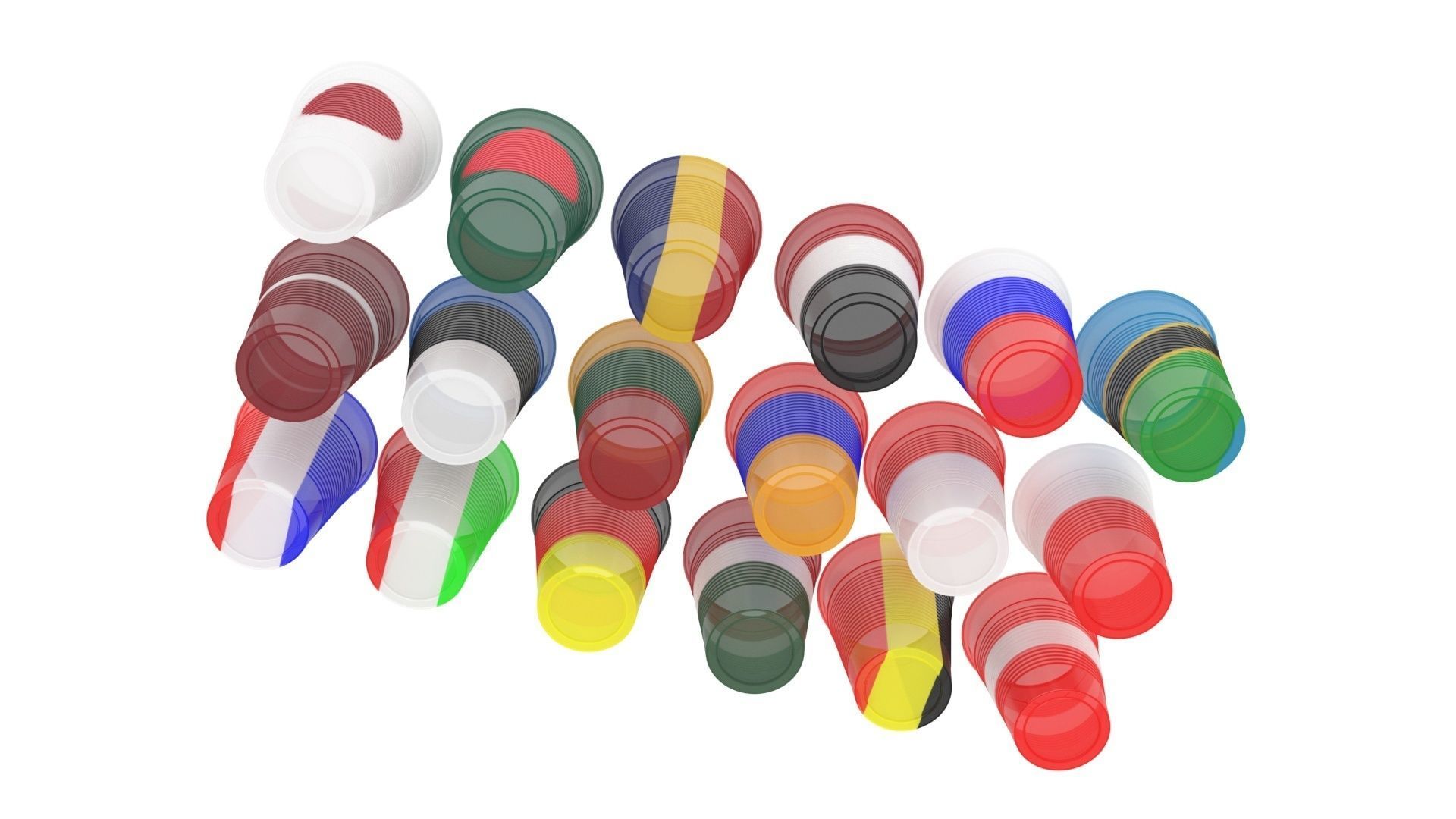 Plastic Cups Set With Flags 3D model | CGTrader
