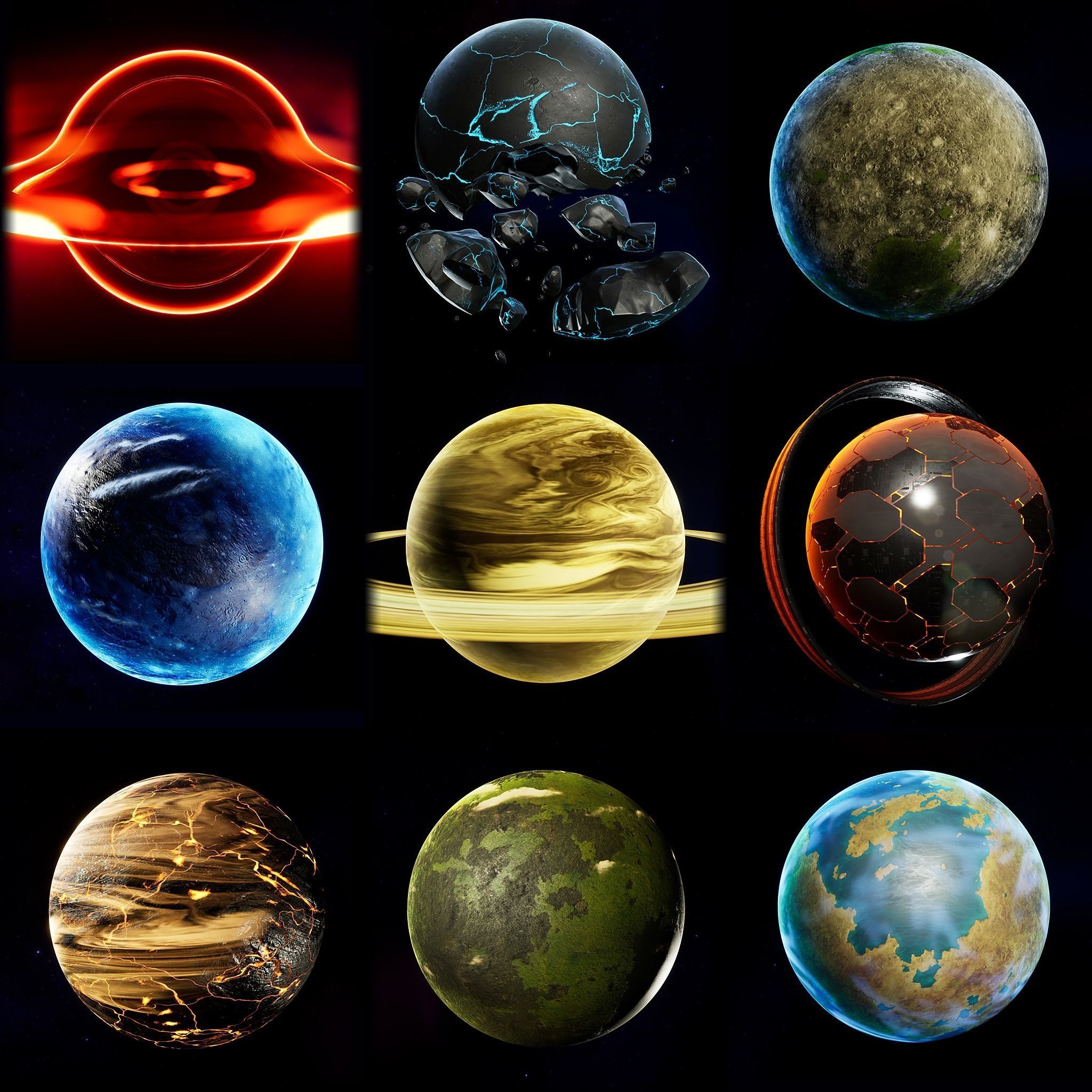 3D model Sci-Fi Planets Pack vol 2 VR / AR / low-poly | CGTrader