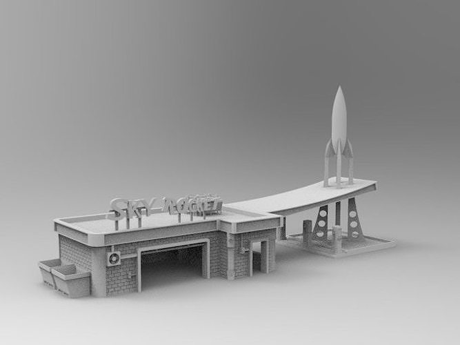 Sky Rocket Gas Station by WOW Buildings 3D model 3D printable | CGTrader