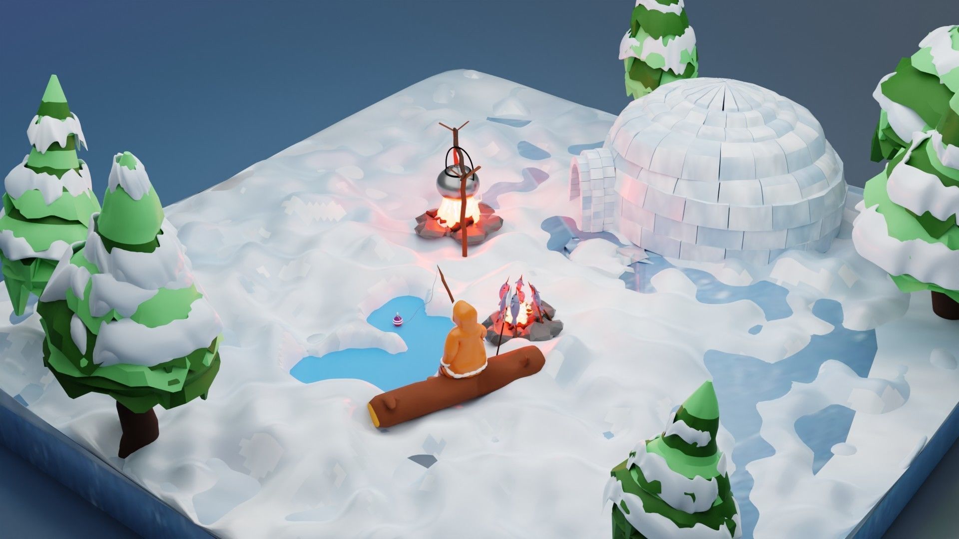 3D model Eskimo Life Diorama VR / AR / low-poly | CGTrader