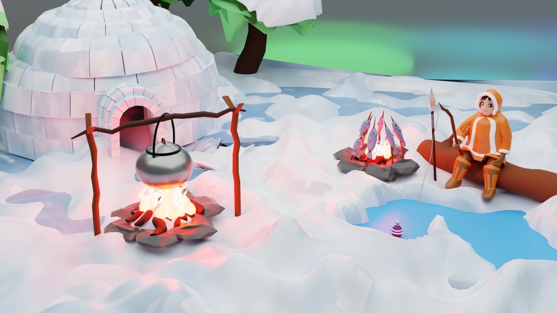 3D model Eskimo Life Diorama VR / AR / low-poly | CGTrader