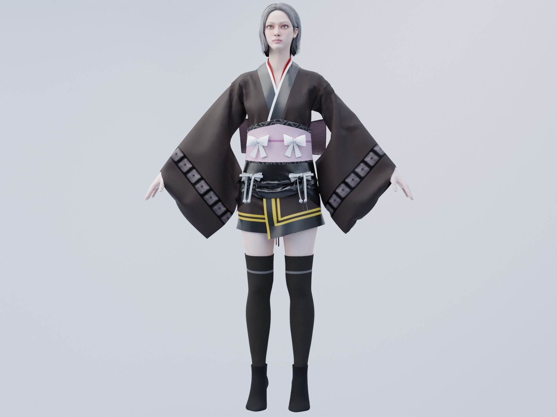 Kimono -Japanese Women-anime 3D model | CGTrader
