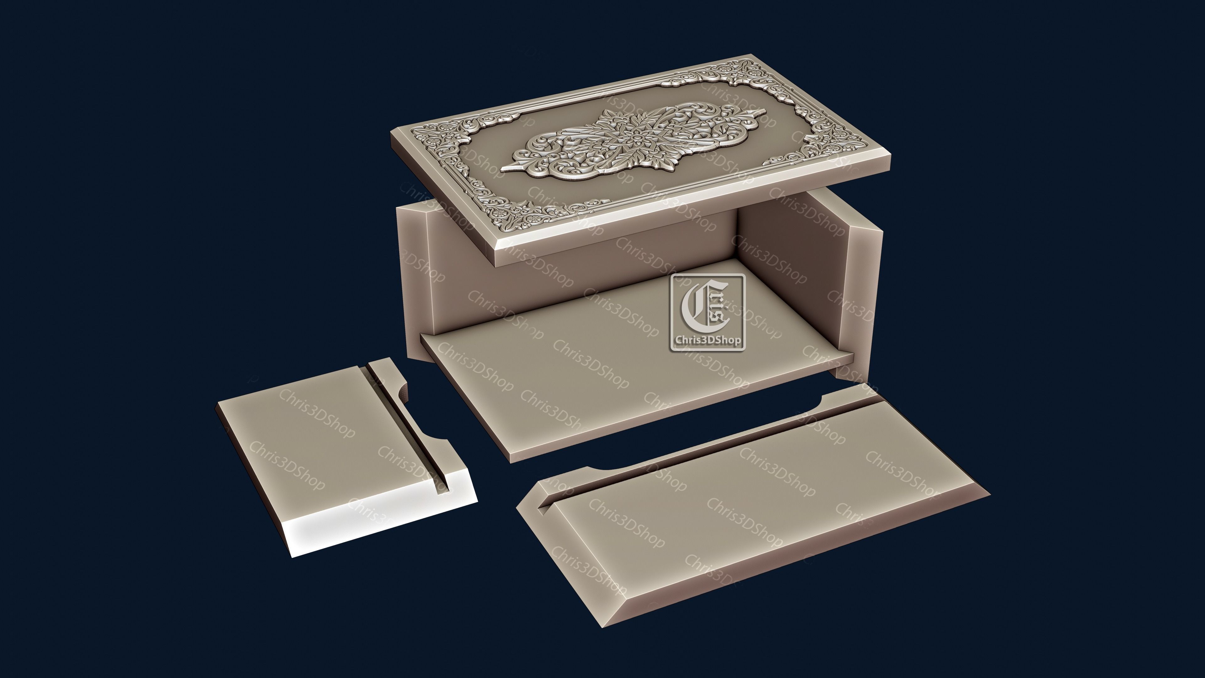 Wooden Box 2 - Files For CNC svg dxf eps ai pdf 3D model | CGTrader