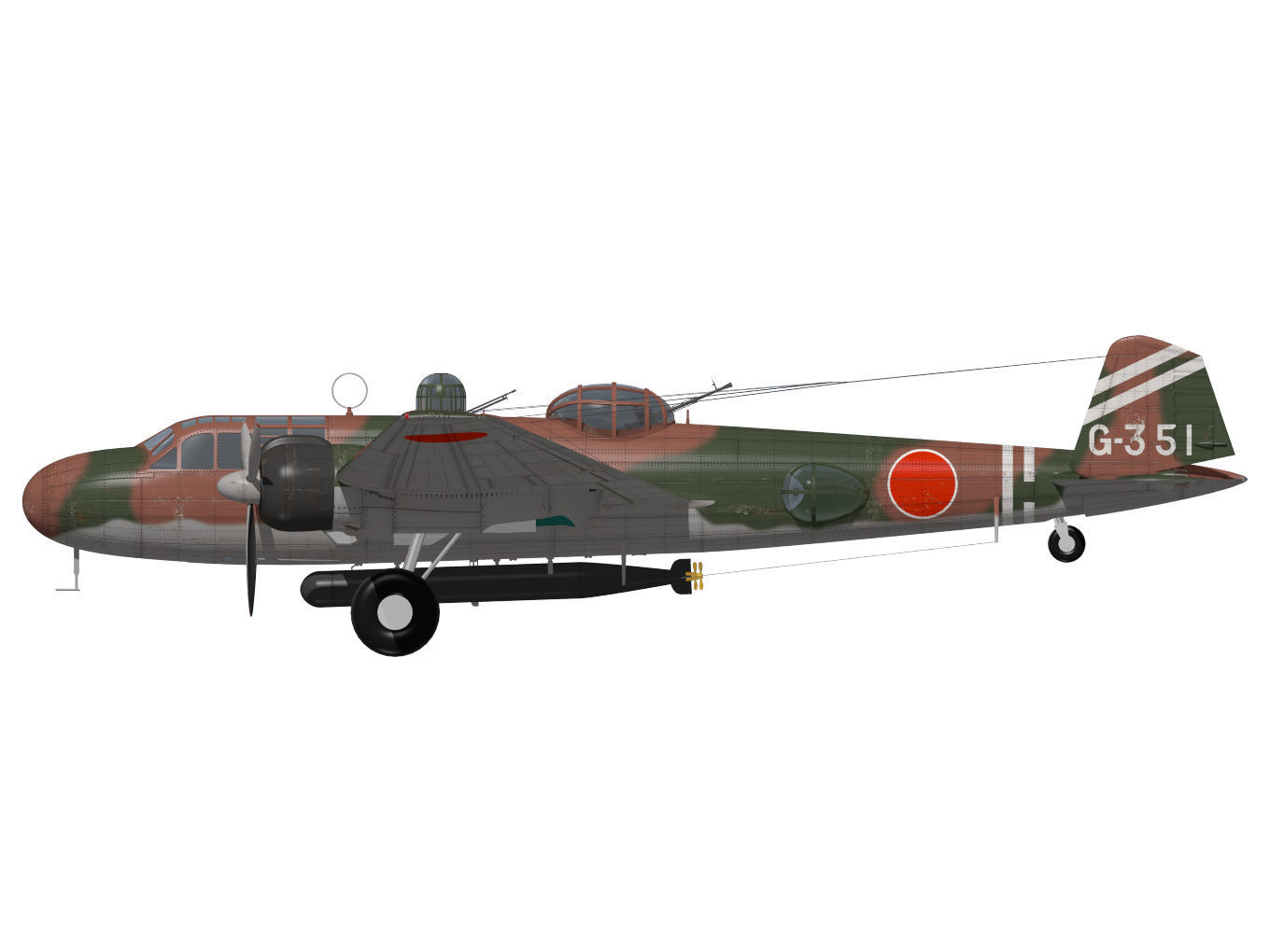 Mitsubishi G3M Nell Type22 3D model | CGTrader