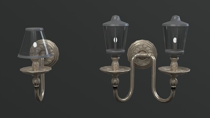 3D model Low Poly Wall Lamp Set VR / AR / low-poly | CGTrader