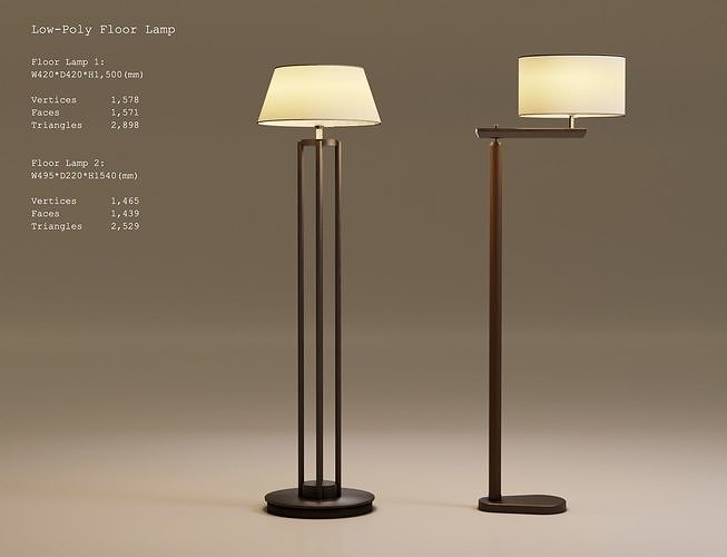 3D model Low-Poly 2 Floor Lamps VR / AR / low-poly | CGTrader