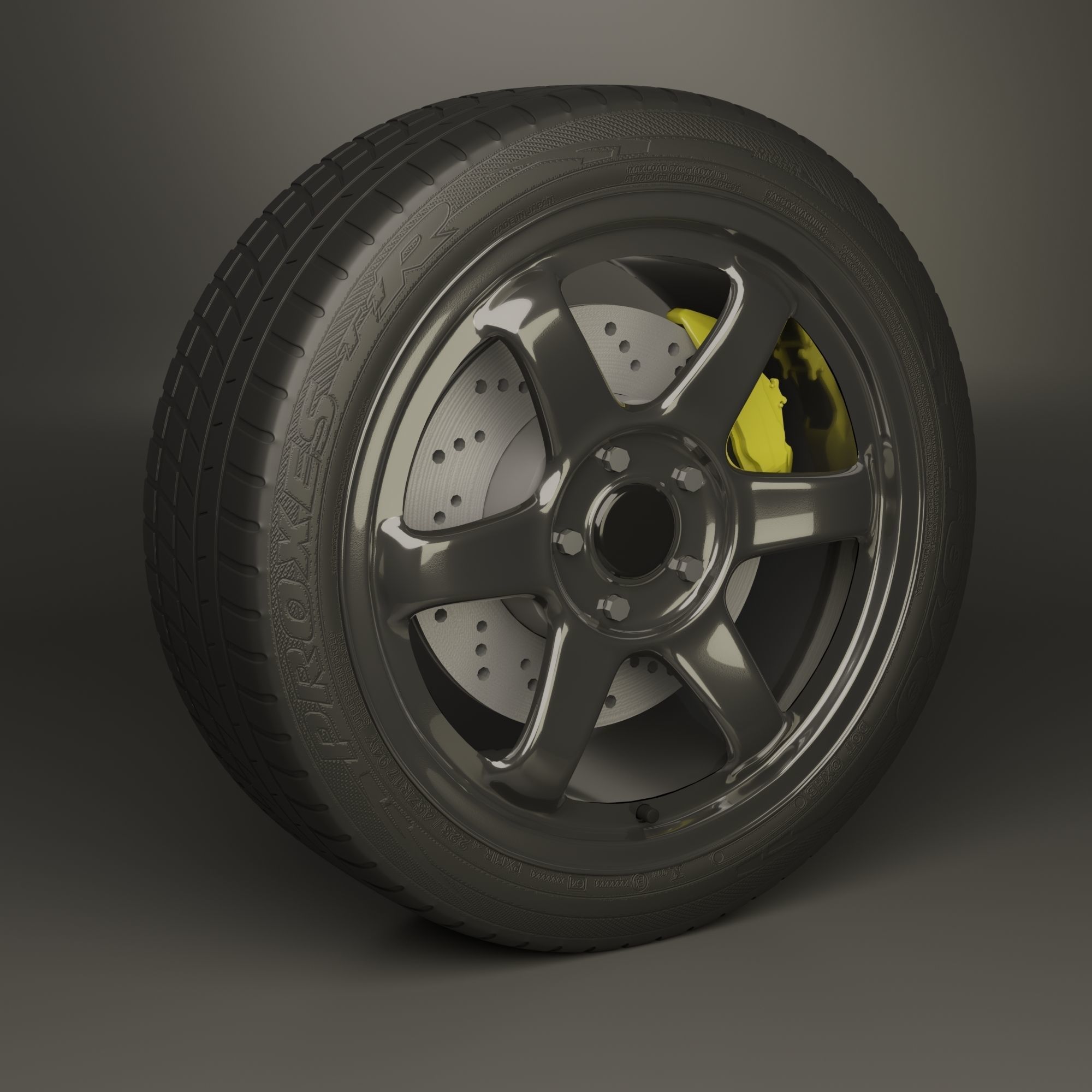 6 spoke sport racing car rim free 3D model | CGTrader