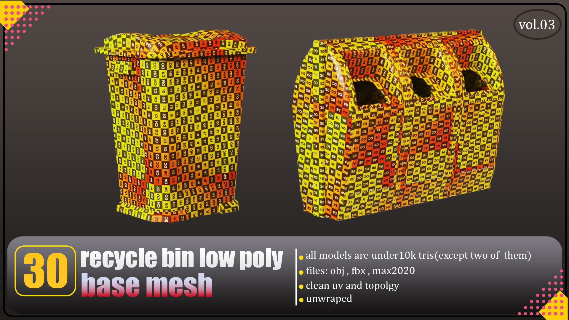 3D model 30 recycle bin lowpoly base mesh VR / AR / low-poly | CGTrader