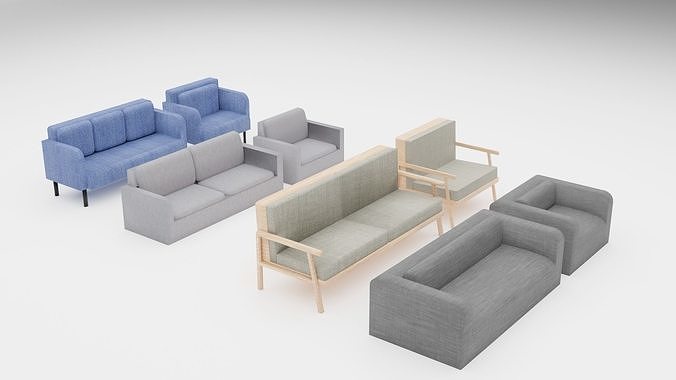 3D model SOFAS AND ARMCHAIRS PACK VR / AR / low-poly | CGTrader
