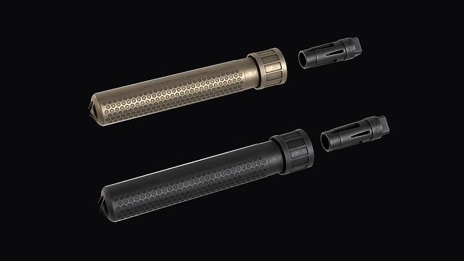 3D model Knights Armament 7 62mm PRS QDC suppressor VR / AR / low-poly ...