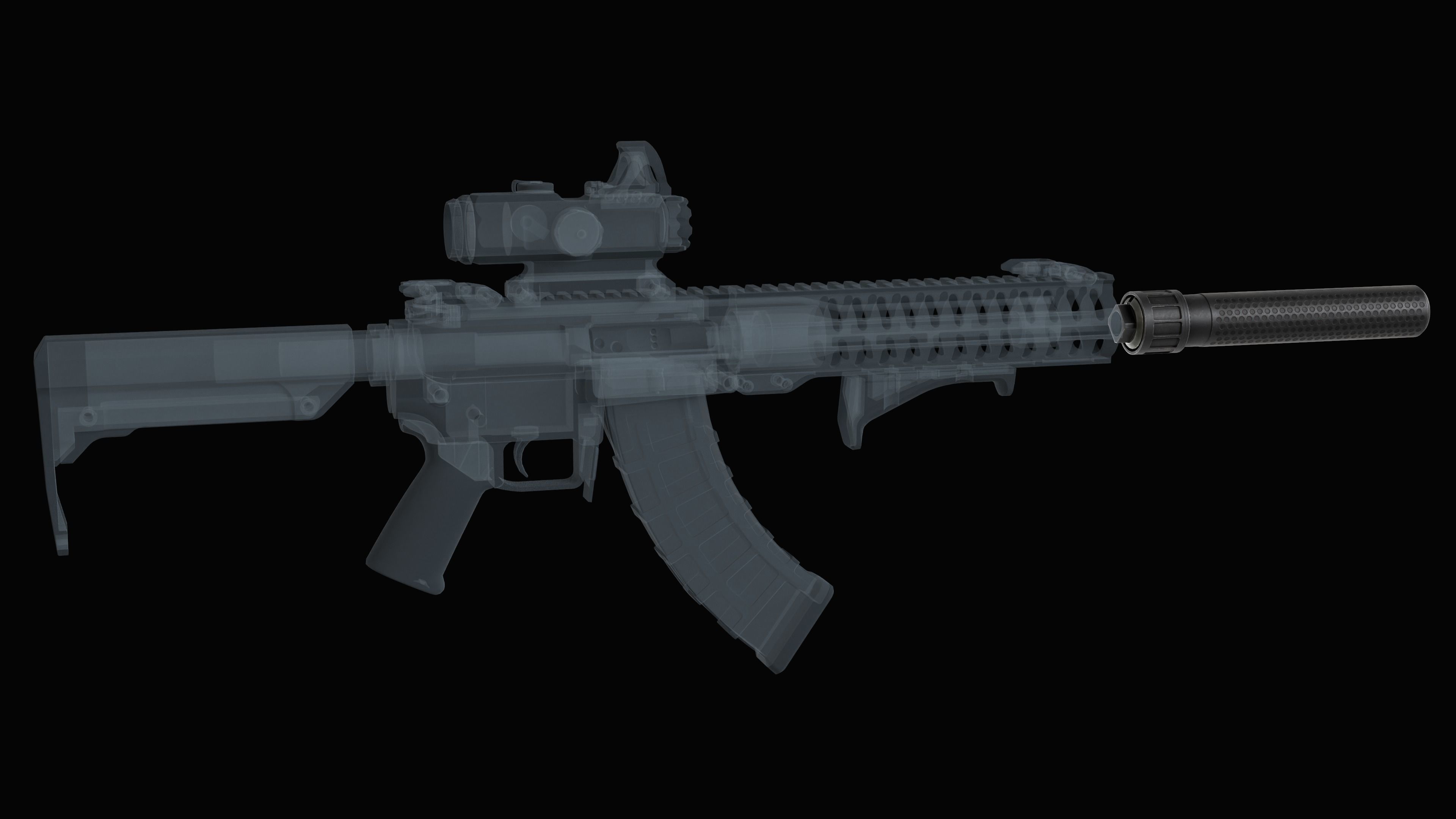 3D model Knights Armament 7 62mm PRS QDC suppressor VR / AR / low-poly ...