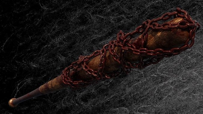 3D model POST APOCALYPTIC MELEE WEAPON CHAINED BAT BLOOD STAINED VR ...