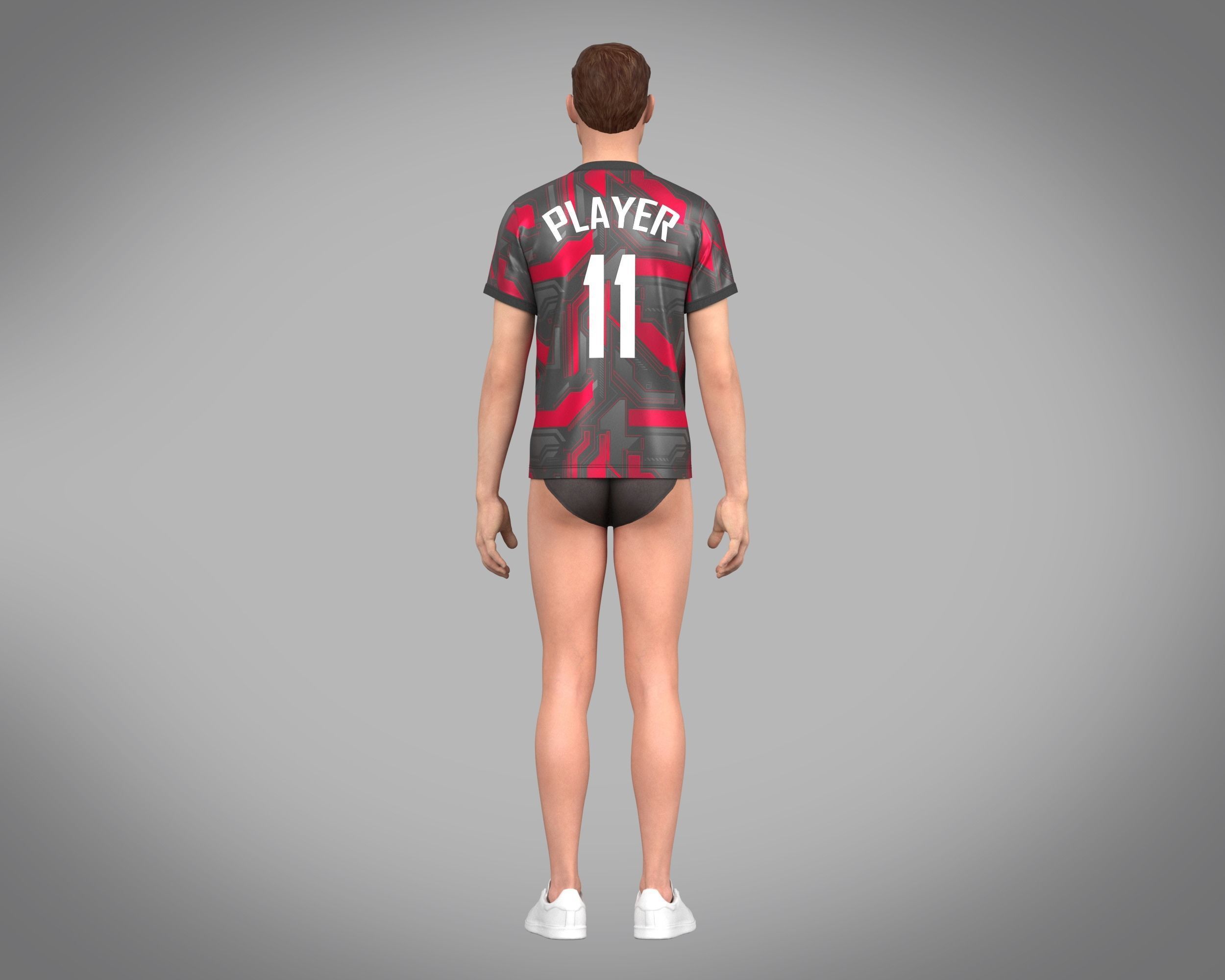 Soccer Football Rust Red with Ash color Jersey Player-11 3D model ...