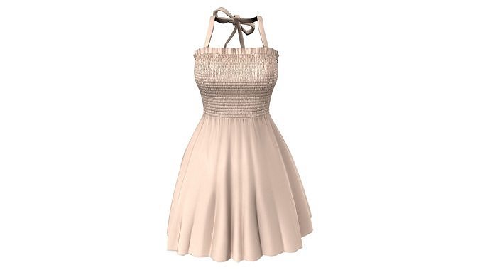 3D model Tie Backless Bodice Halter Dress VR / AR / low-poly | CGTrader