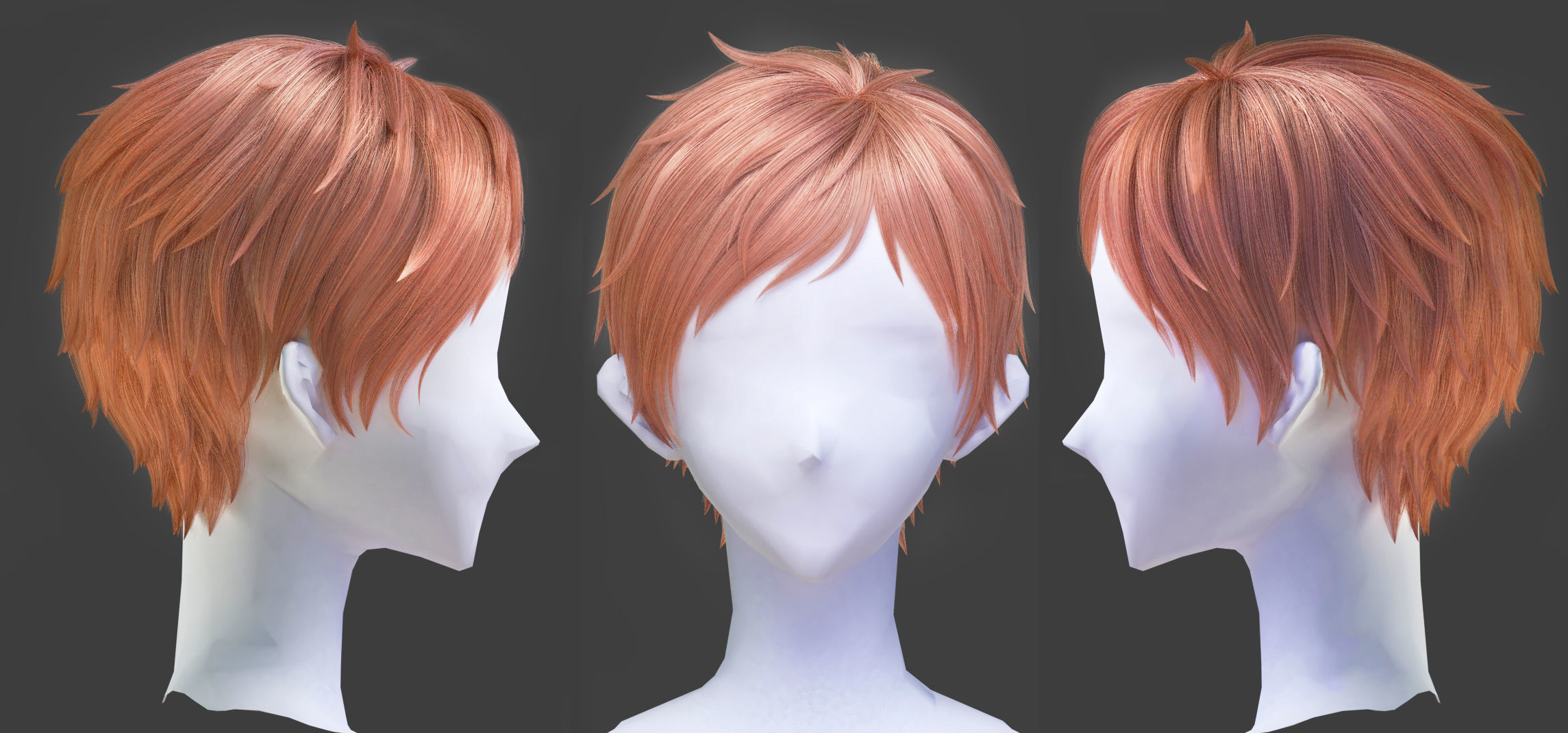 Anime Male Short Hairstyles Blender Particle System 3d Model Cgtrader