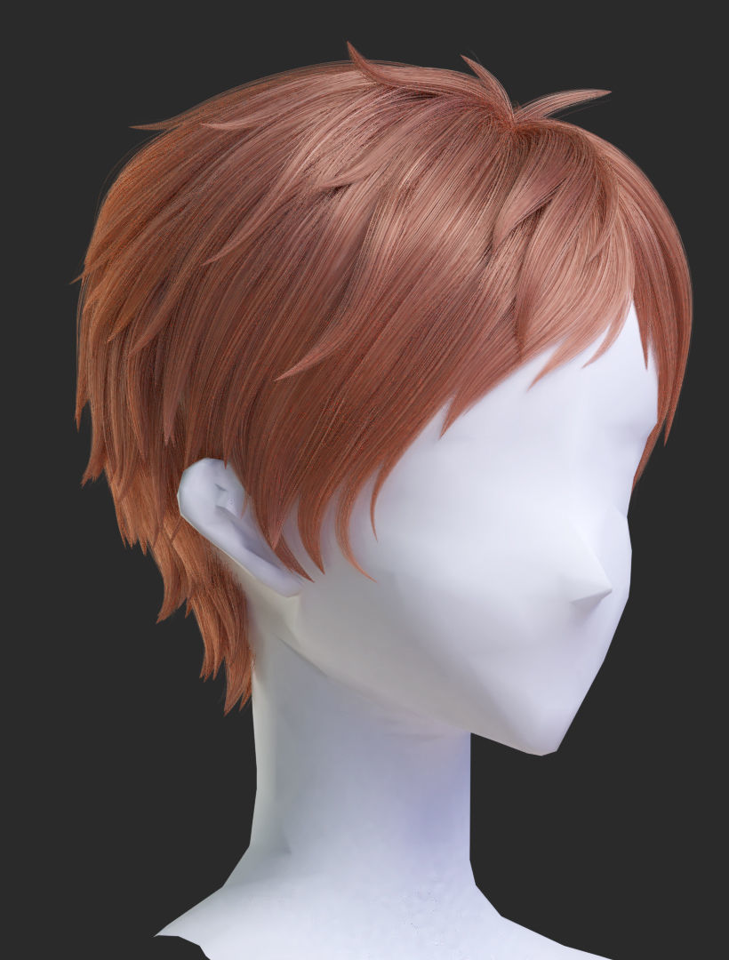 Anime Male Short Hairstyles Blender Particle System 3d Model Cgtrader