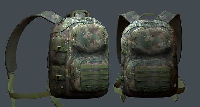 3D model Backpack military combat Black baggage VR / AR / low-poly ...
