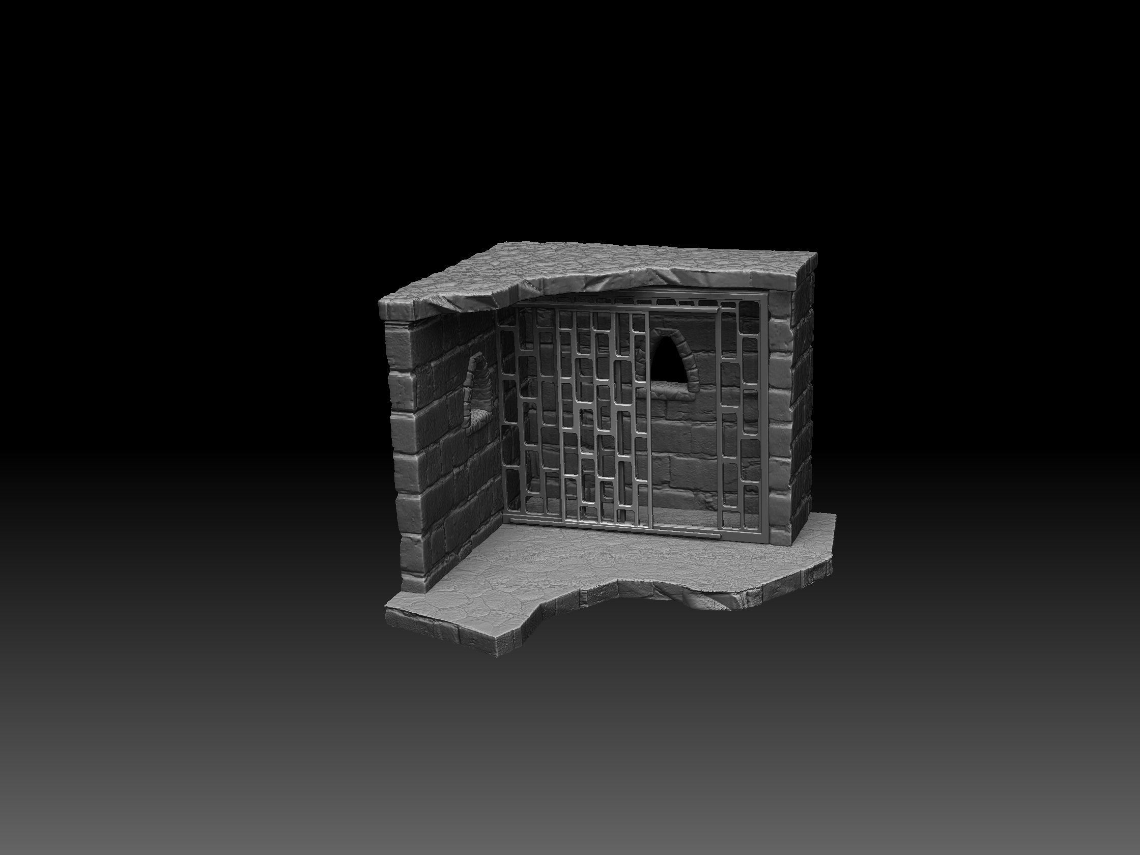 Dungeon walls and door 3D model 3D printable | CGTrader