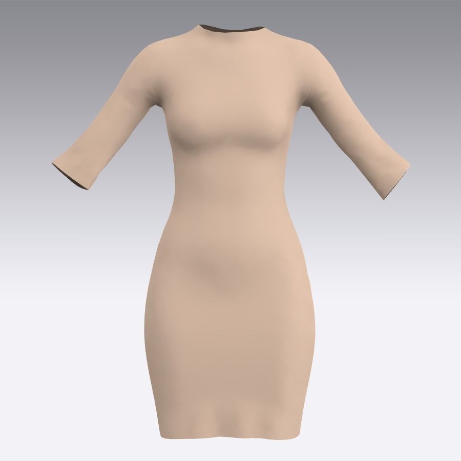 3D model dress basic beige VR / AR / low-poly | CGTrader