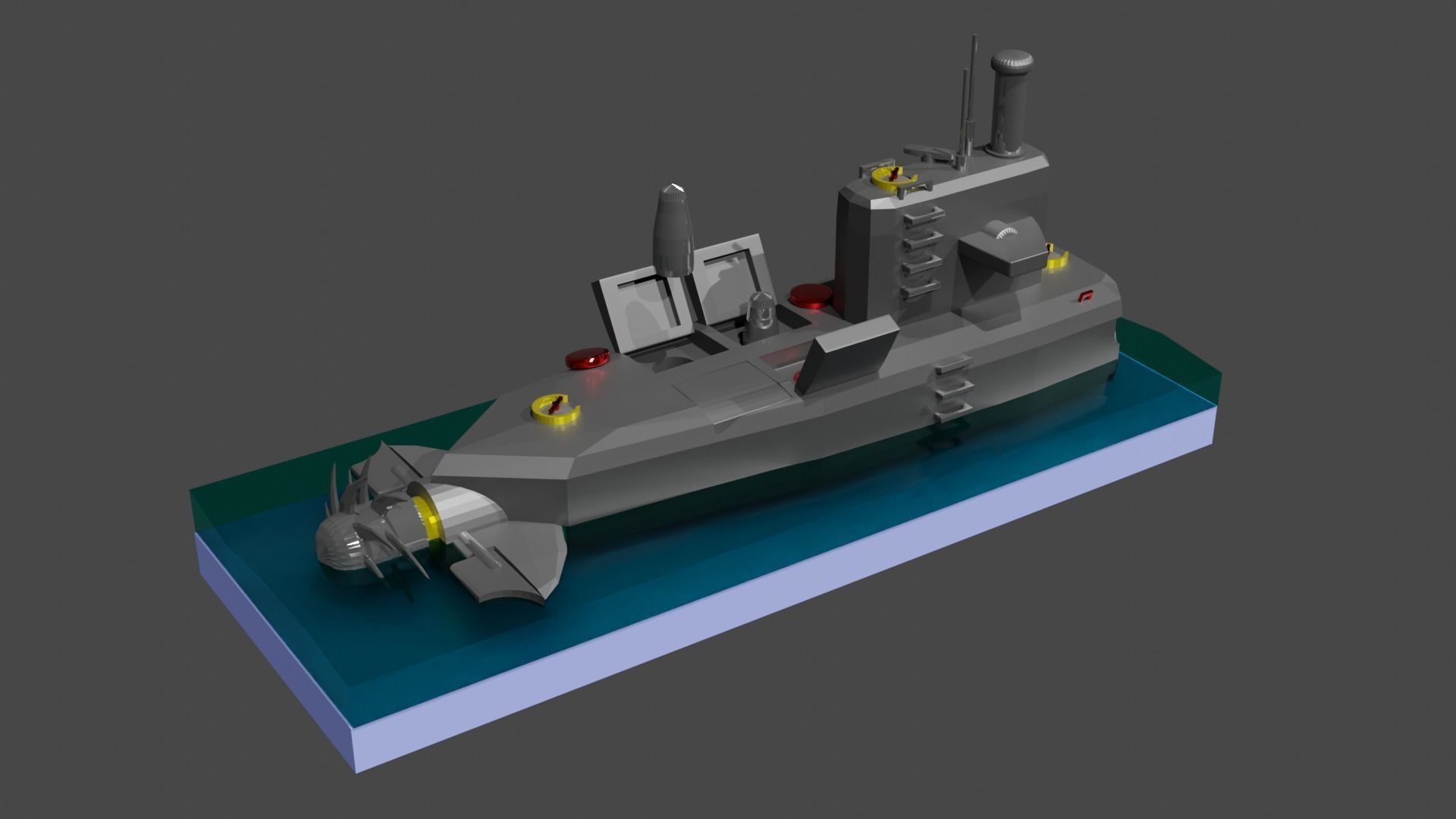 3D model Submarine attacking sence with lowpoly VR / AR / low-poly ...
