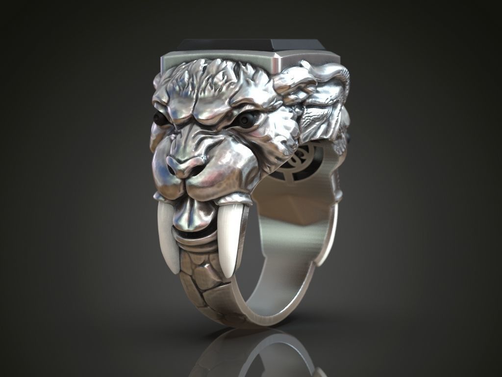 Ring sabertooth tiger and elephant 3D model 3D printable | CGTrader