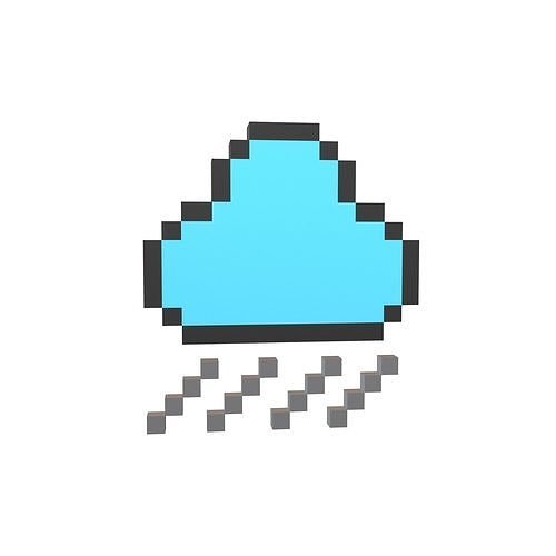 3D model Pixel Cloud With Rain V1 007 VR / AR / low-poly | CGTrader
