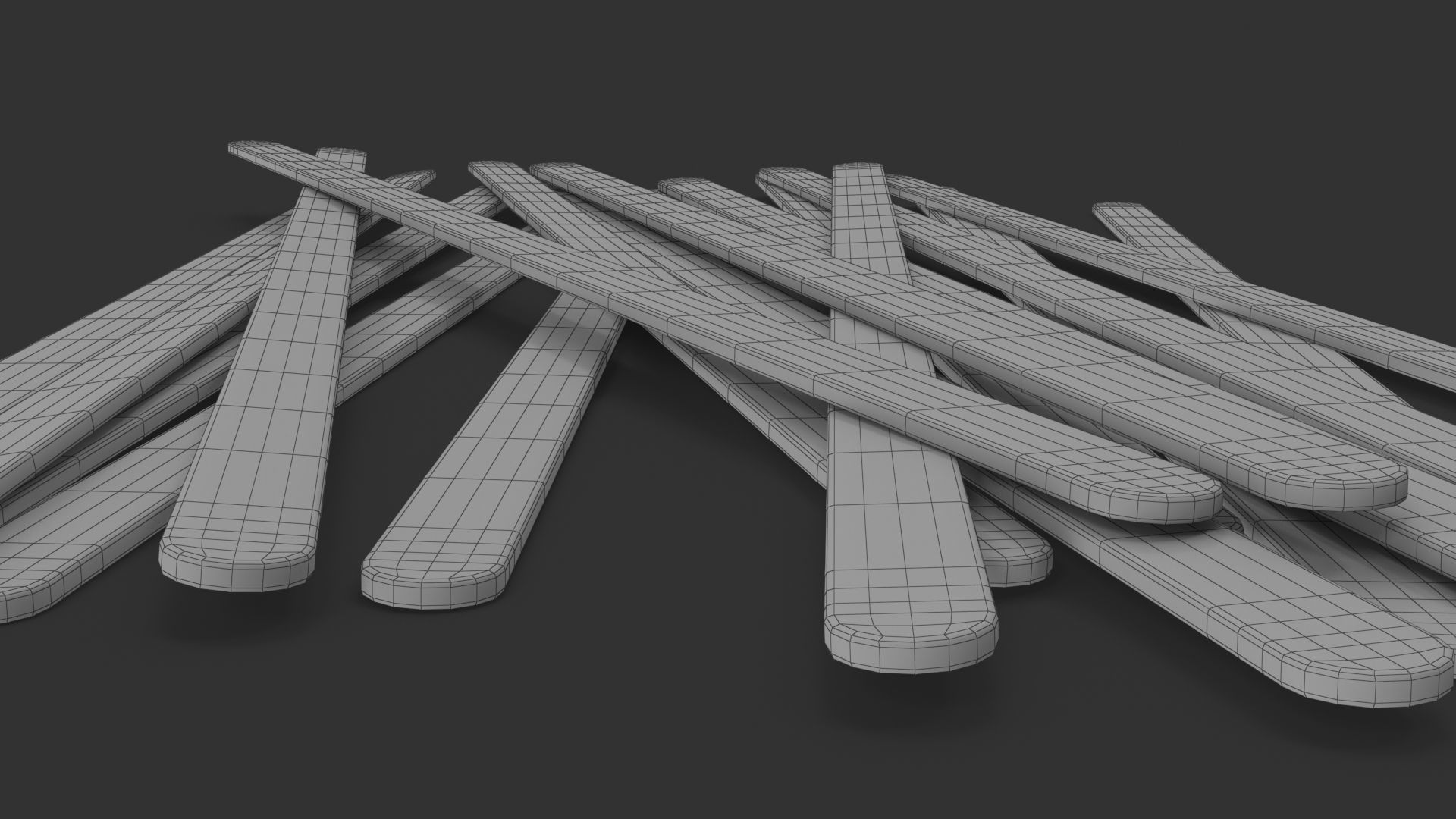 Pile of Wooden Coffee Stirrers 3D model | CGTrader