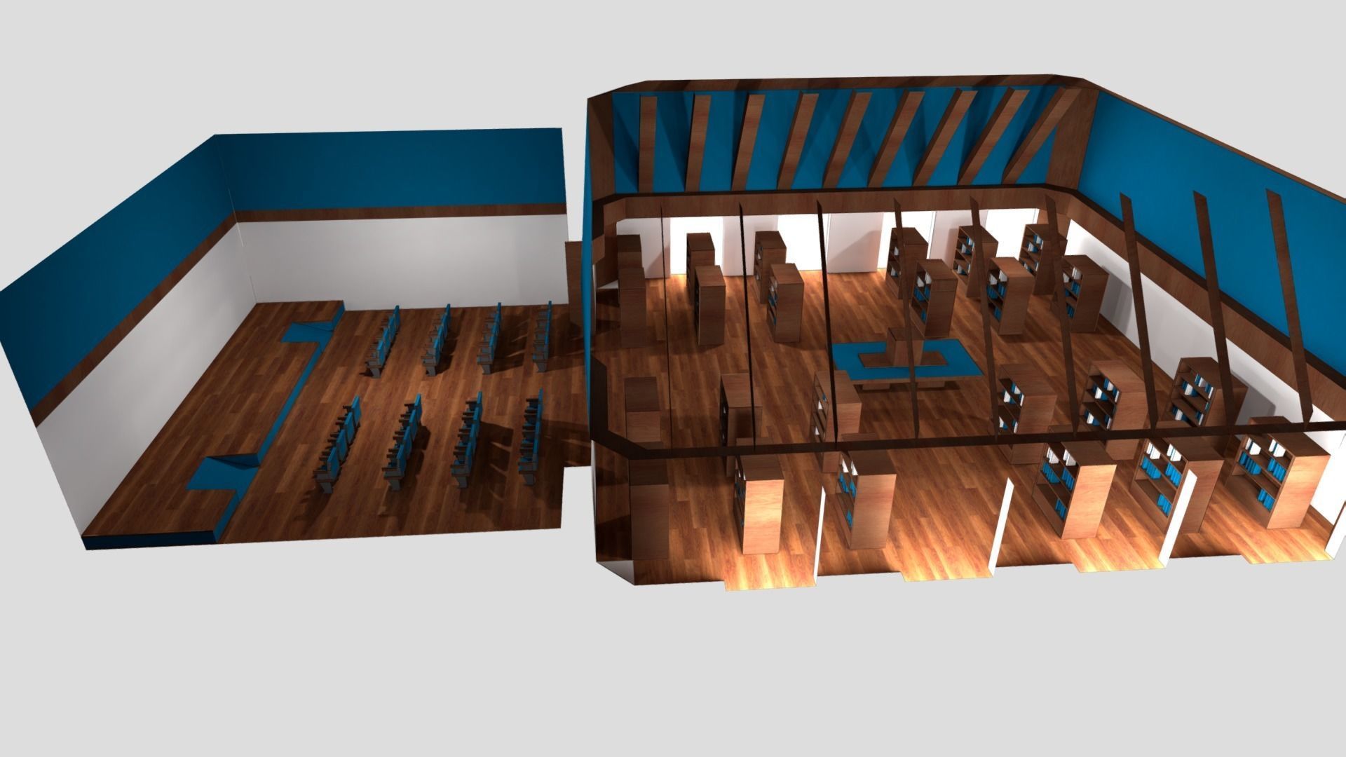 3D model VR Library with Stage or Auditorium VR / AR / low-poly | CGTrader