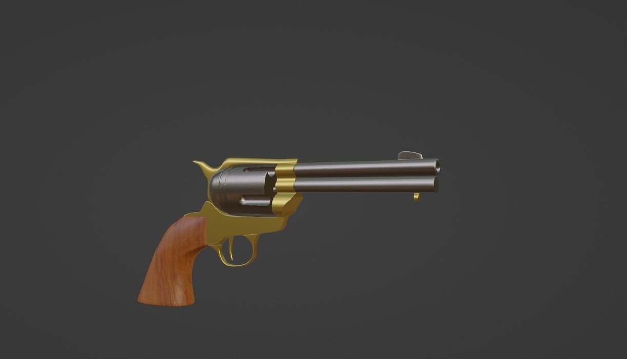 Golden Revolver 3D model | CGTrader