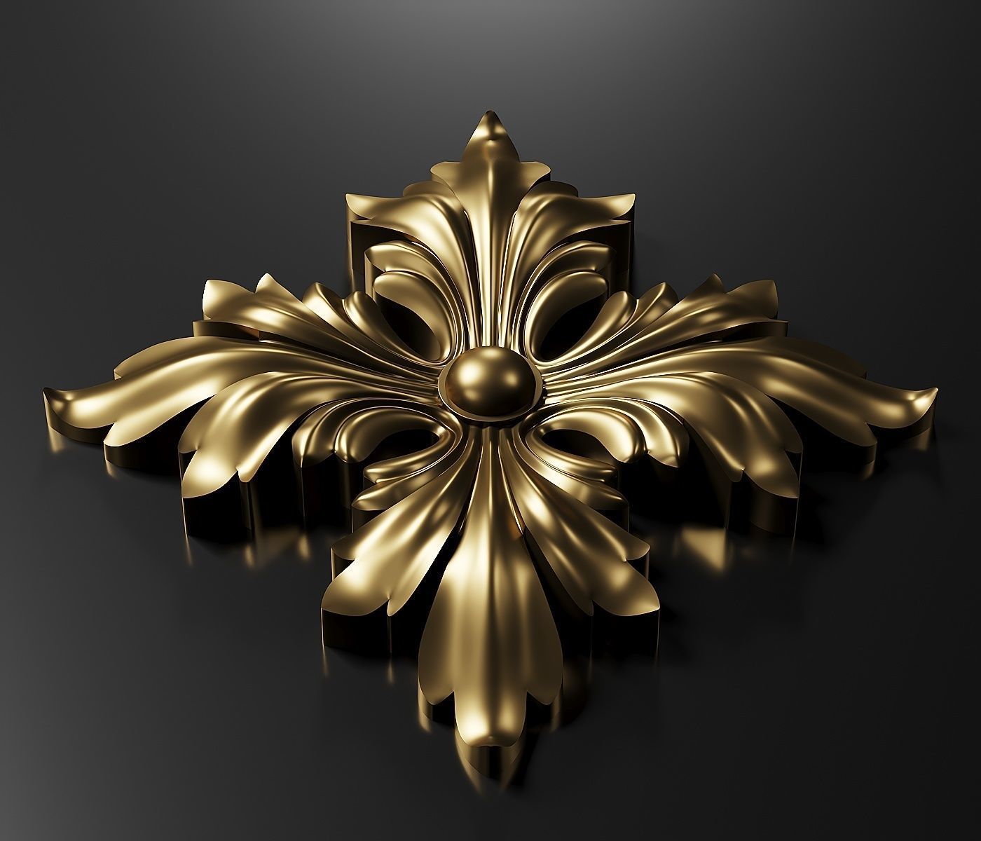 Rozetka06 ornate gold cross 3D model | CGTrader