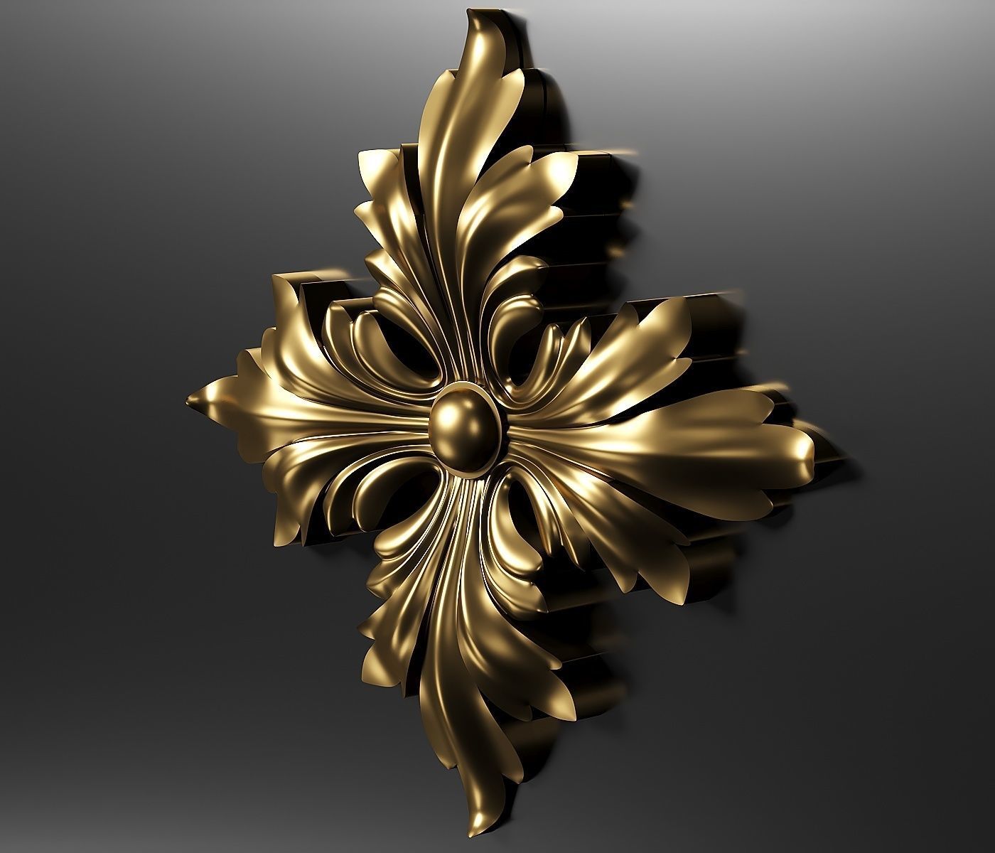 Rozetka06 ornate gold cross 3D model | CGTrader