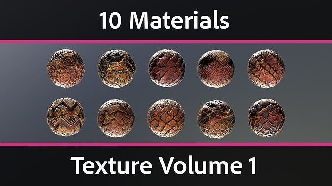 Texture 10 Materials Skin Dragon Seamless PBR Volume 1 VR / AR / low ...