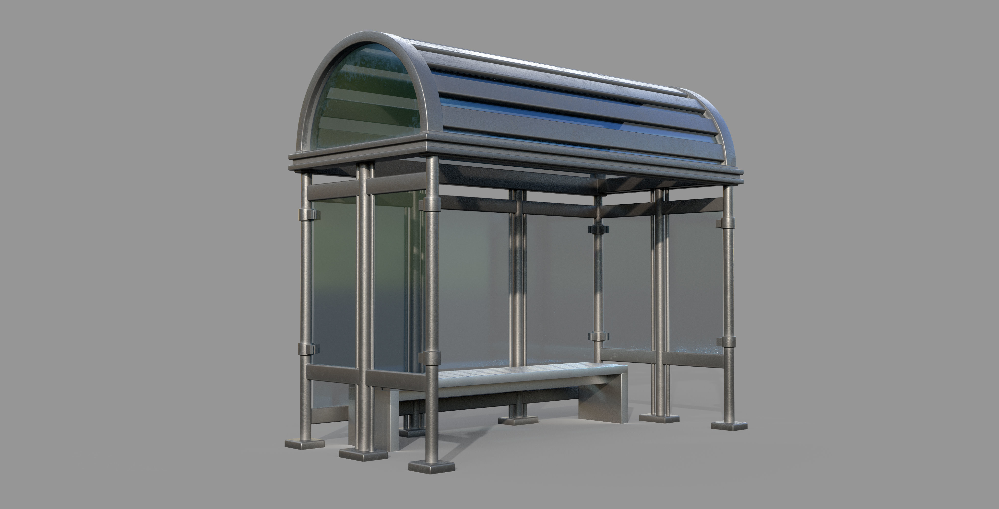 3D model 13 Bus Stop Base Mesh with UVs and Textures Vol 2 VR / AR ...