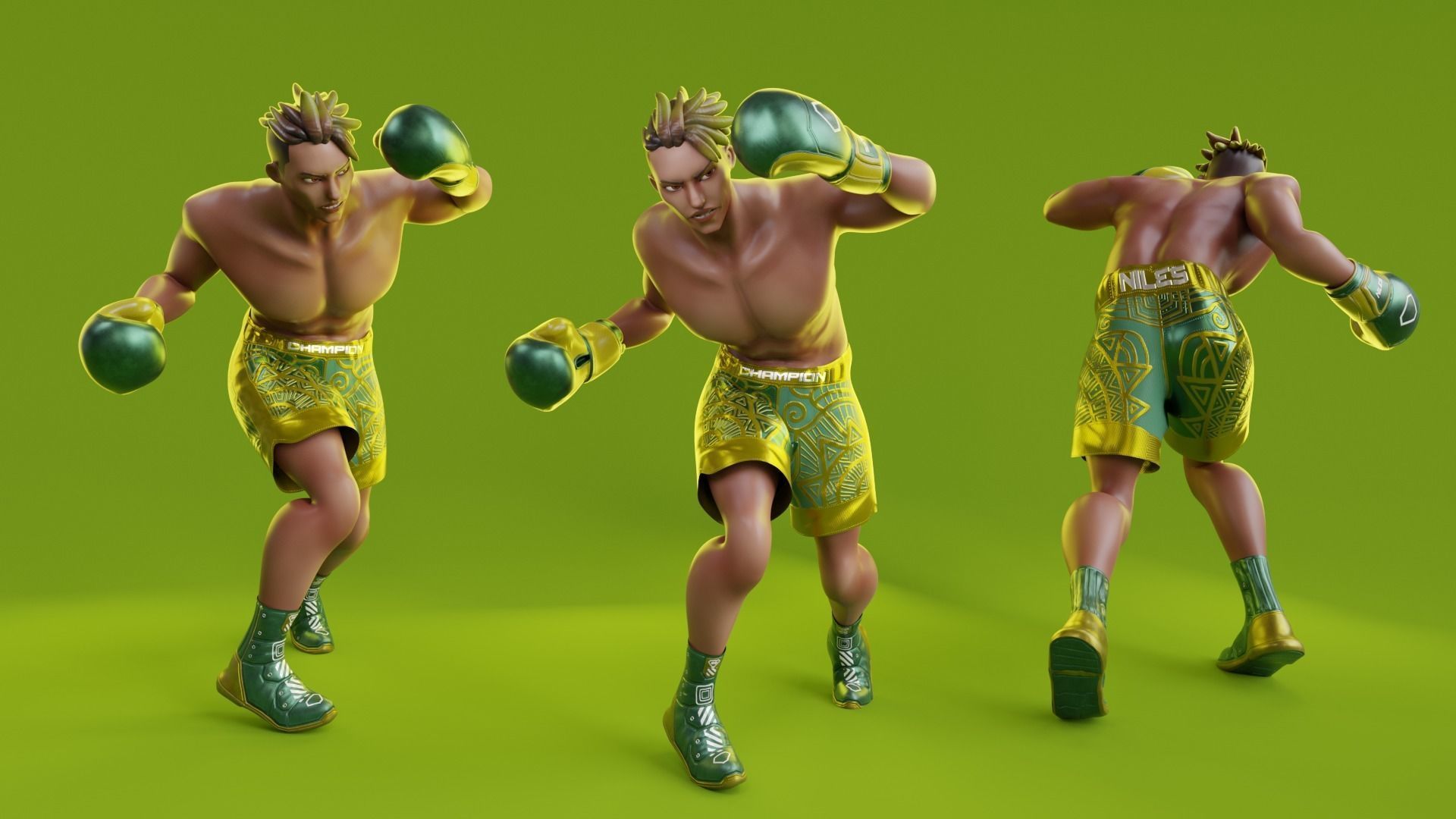 3D model Low Poly Boxer - MMA Fighter - Niles VR / AR / low-poly | CGTrader