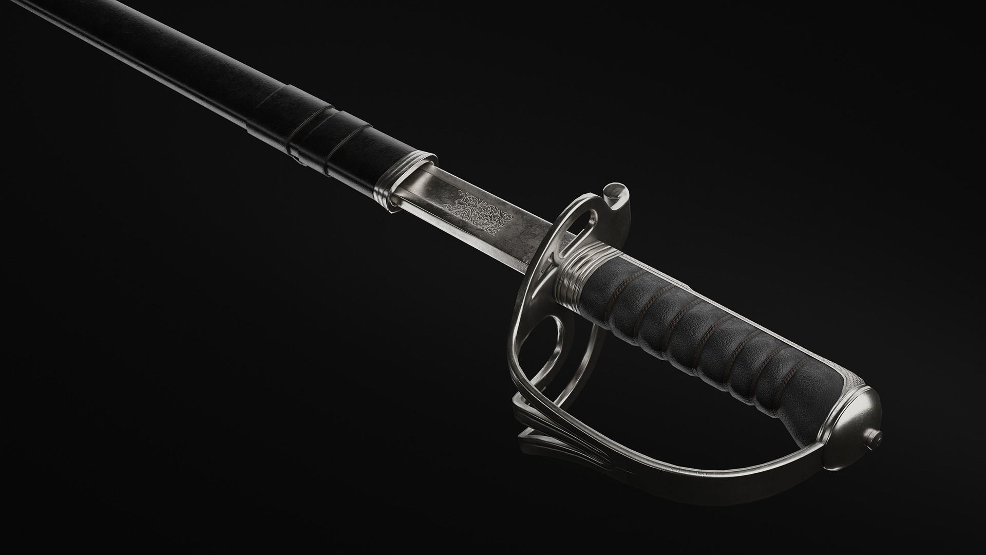 3D model British Officer Sword WW1 Sheath Ralistic Historical Asset PBR ...