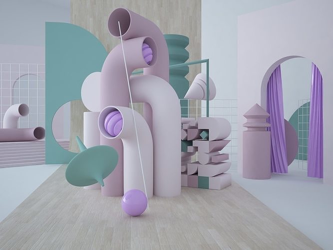 Piped abstract scene 3D model | CGTrader