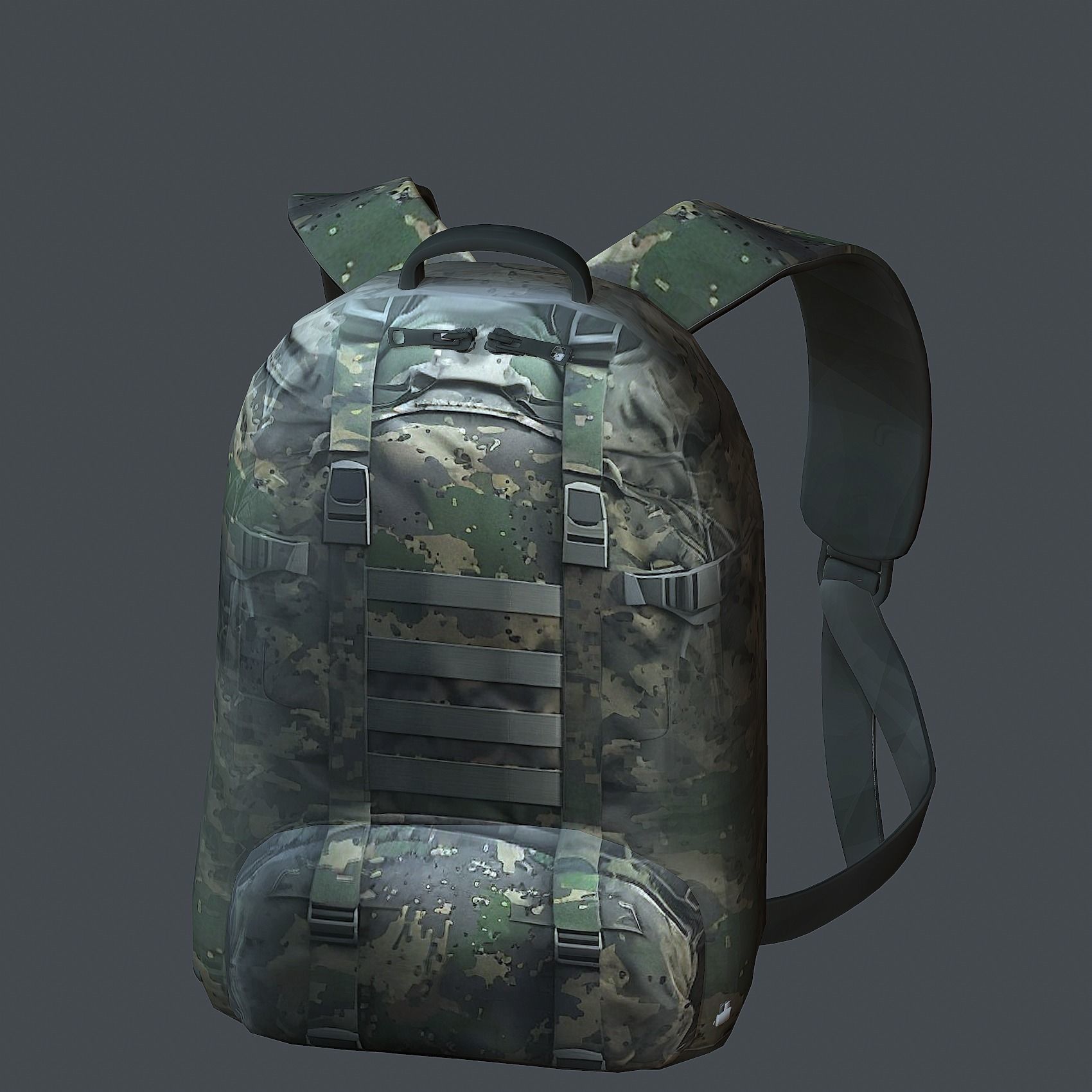 3D model Backpack military combat Black baggage Low-poly VR / AR / low ...