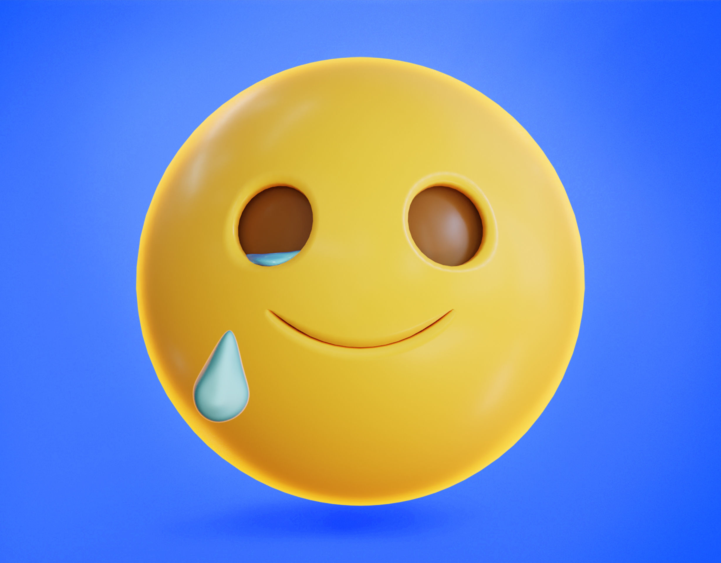 3D model Smiling face with Tear Animated Emoji VR / AR / low-poly ...