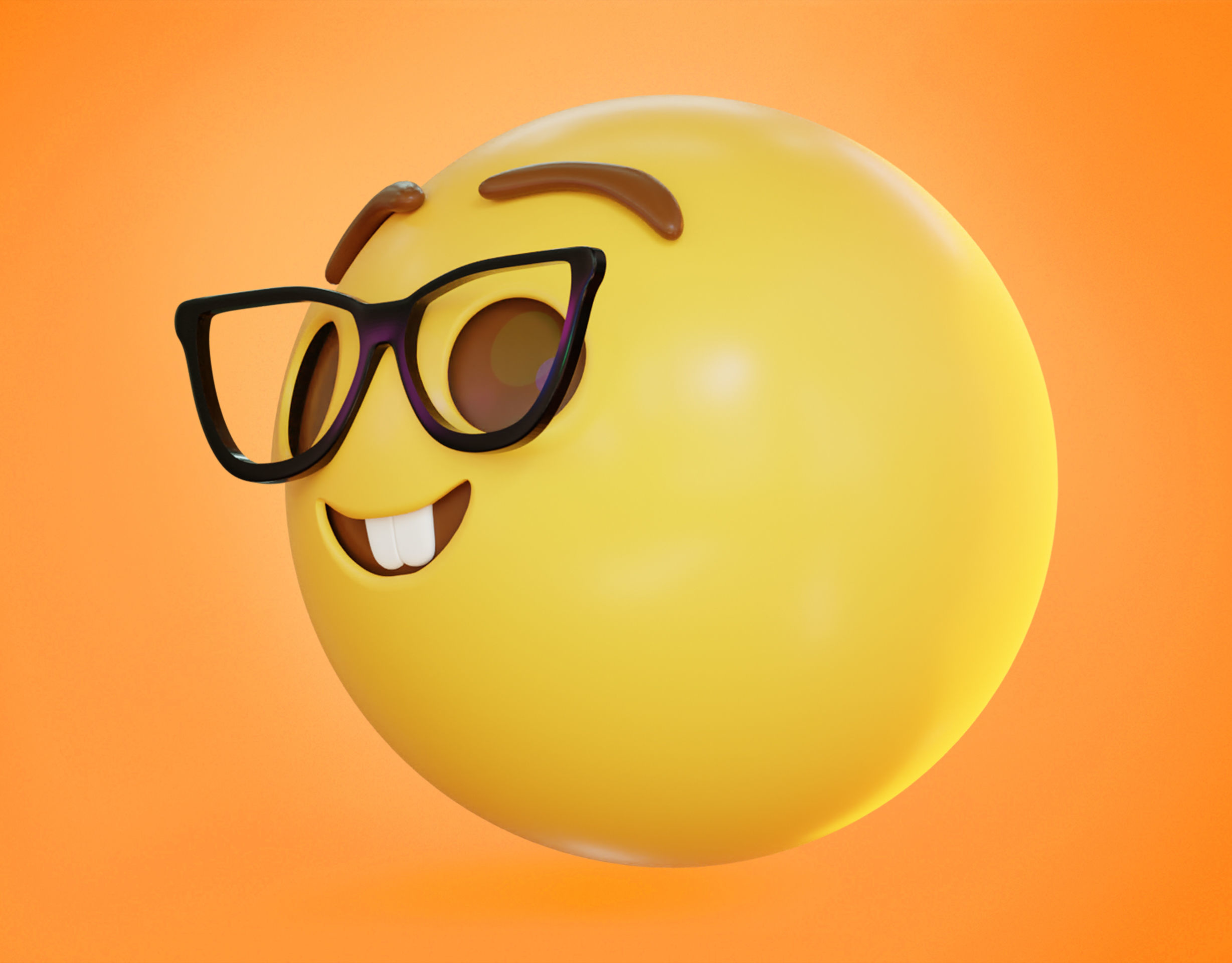 3D model Smiling face with Glasses Animated Emoji VR / AR / low-poly ...