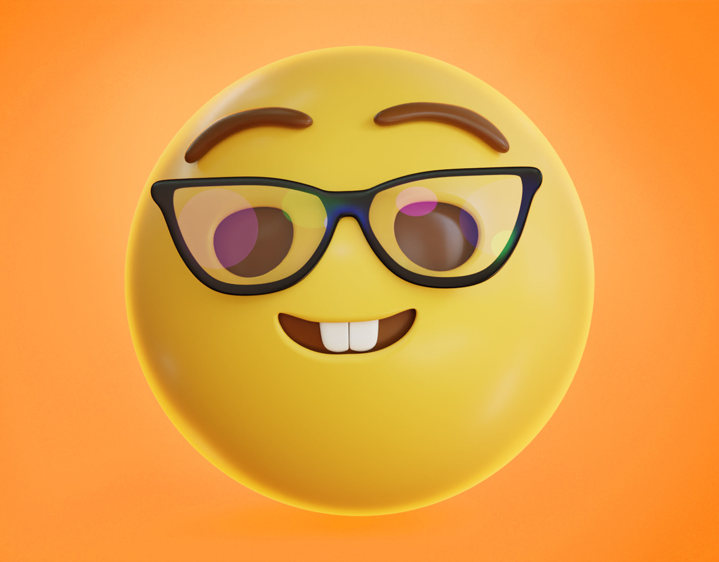 3D model Smiling face with Glasses Animated Emoji VR / AR / low-poly ...